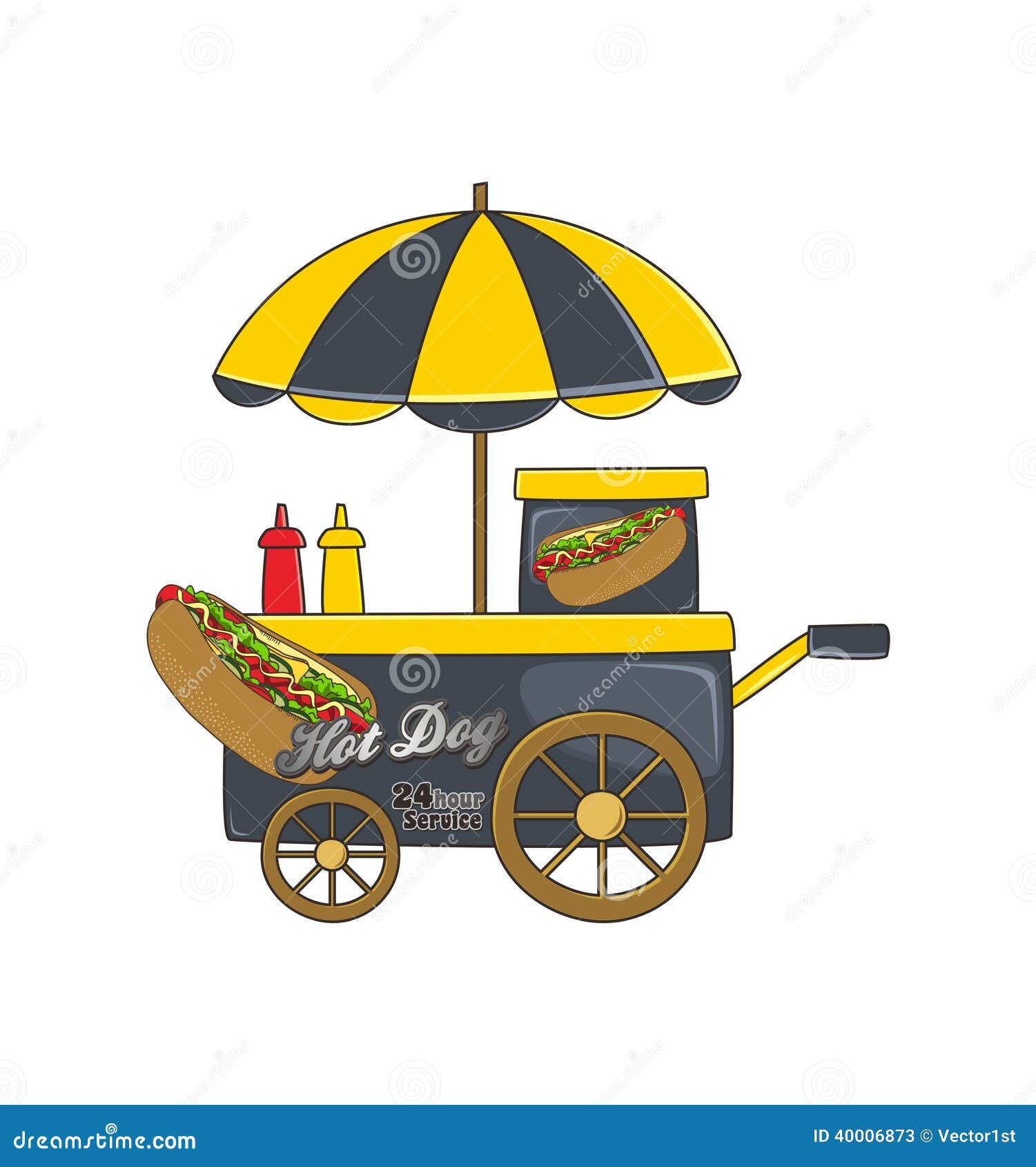 Food vendor cart theme stock vector. Illustration of wheel - 40006873