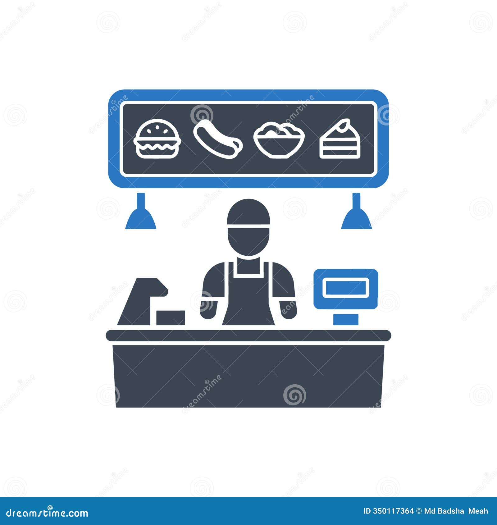 Food Vendor Counter Icon stock vector. Illustration of menu - 350117364