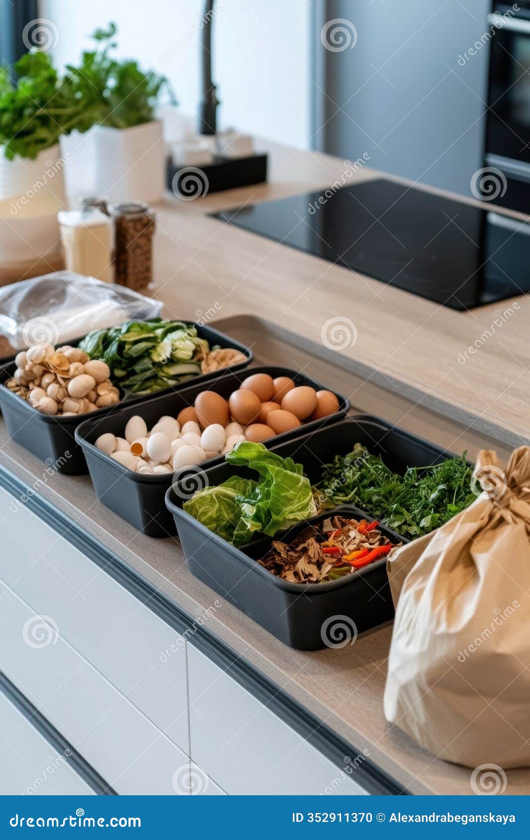 Food Waste Action Week Fresh Vegetable and Egg Display on Modern ...