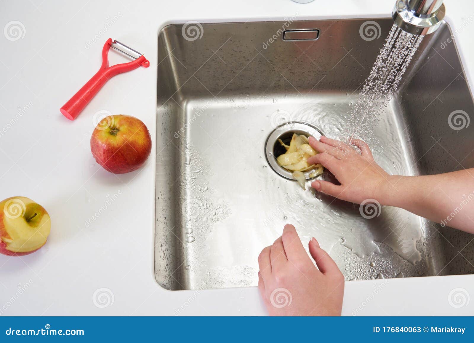 Food Waste Disposer Machine in Sink in Modern Kitchen Stock Image ...