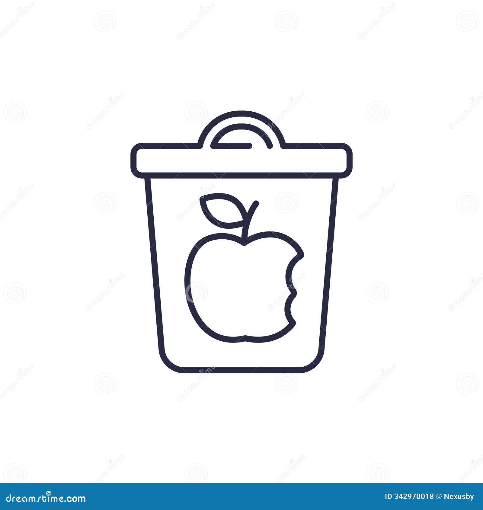 Food Waste Line Icon with a Trash Bin Stock Illustration - Illustration ...