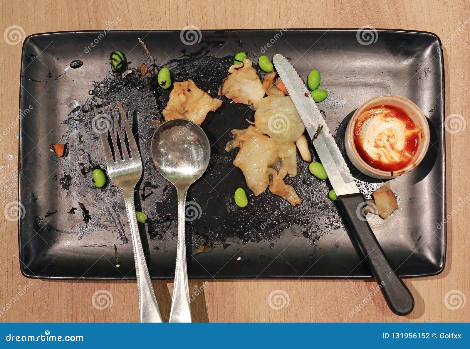 Food Waste. Top View Piece of Food Remains on Plate Stock Photo - Image ...