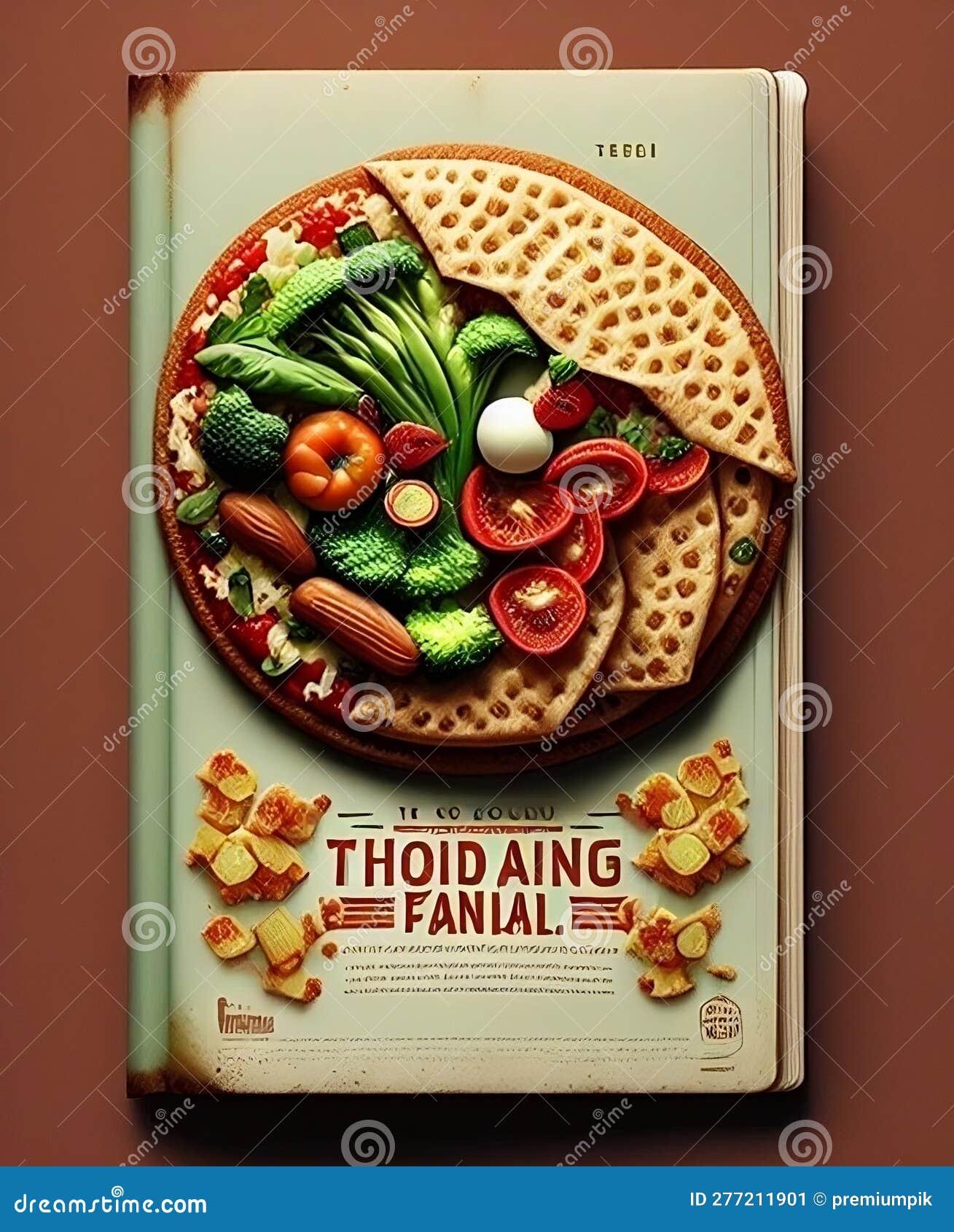 Foods on the book stock illustration. Illustration of advertising ...