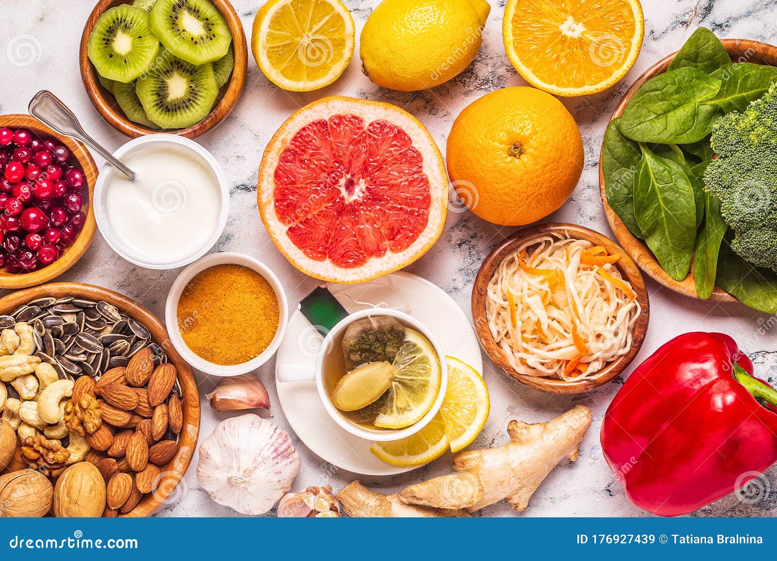 Foods that Boost the Immune System Stock Image - Image of almond ...