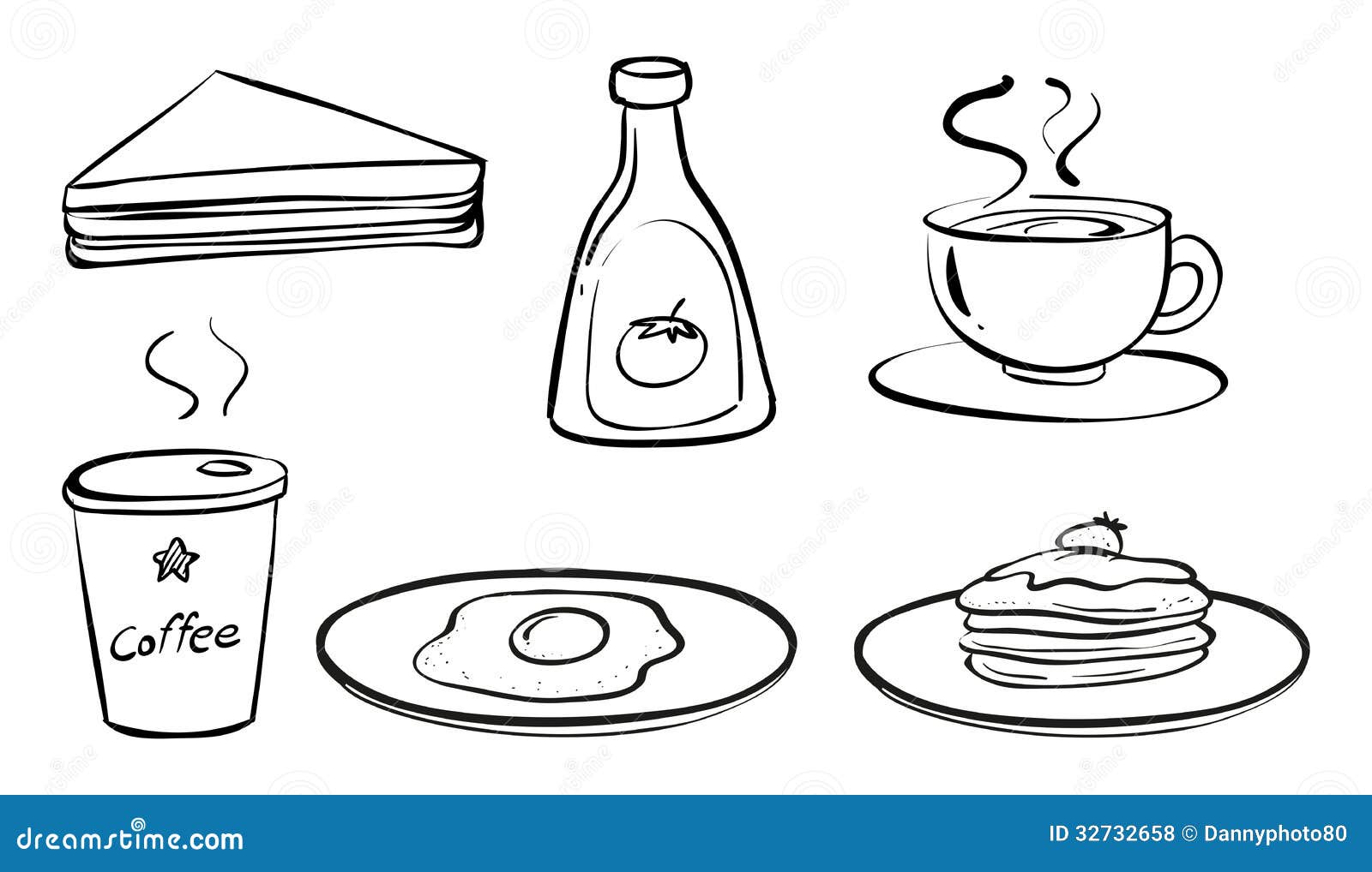 Foods and Drinks for Breakfast Stock Vector - Illustration of ceramic ...