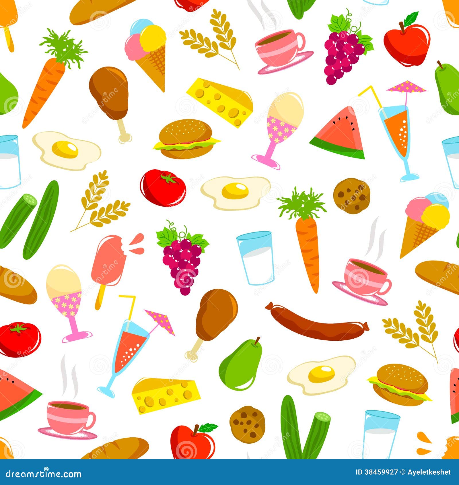 Foods pattern stock vector. Illustration of ingredients - 38459927