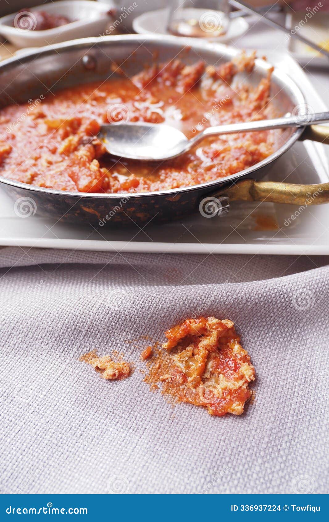 Foods Spilled Over the Breakfast Table. Stock Photo - Image of plate ...