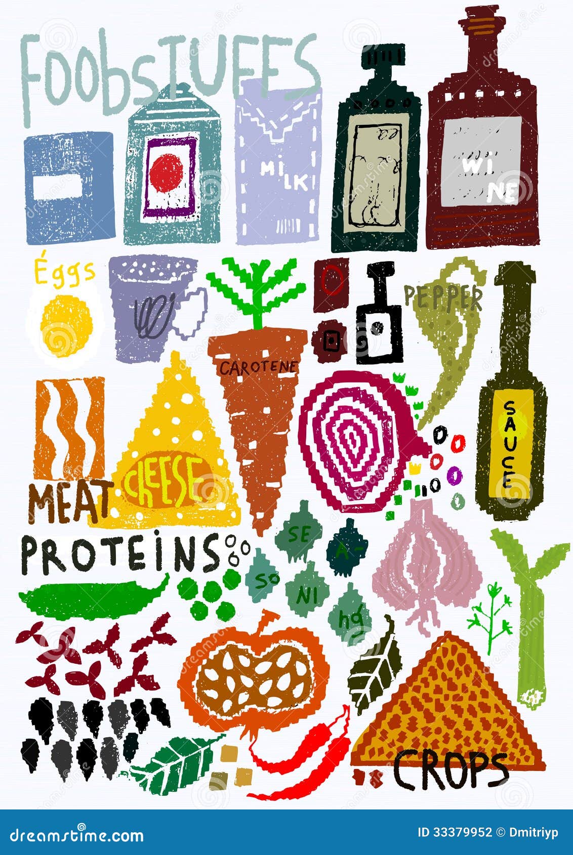 Foodstuffs stock vector. Illustration of foodstuffs, cheese - 33379952