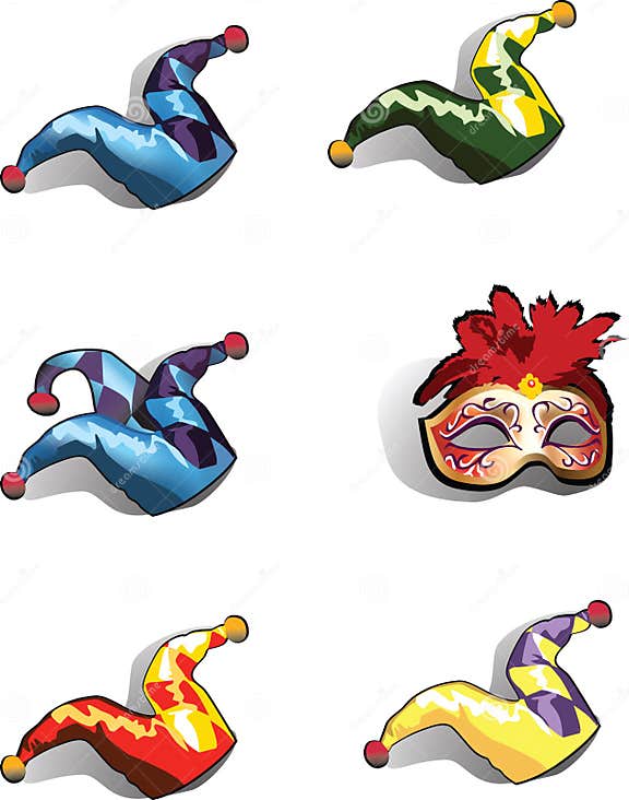 Fool S Cap and Mask - Icons Stock Vector - Illustration of arts ...