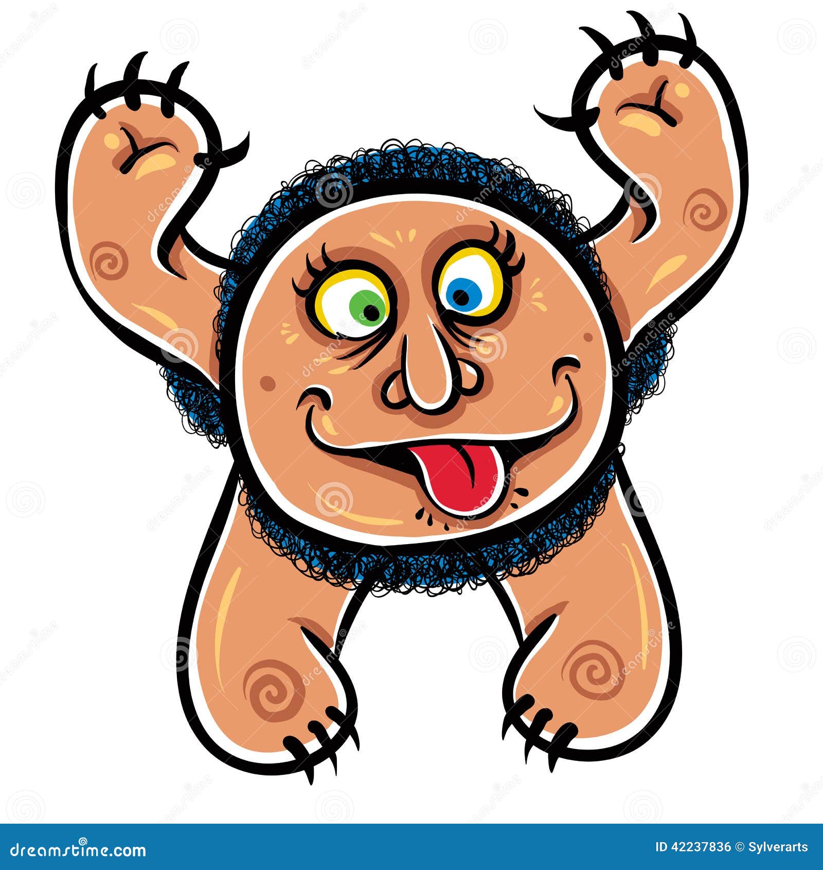 Foolish Cartoon Face, Black And White Vector Illustration ...