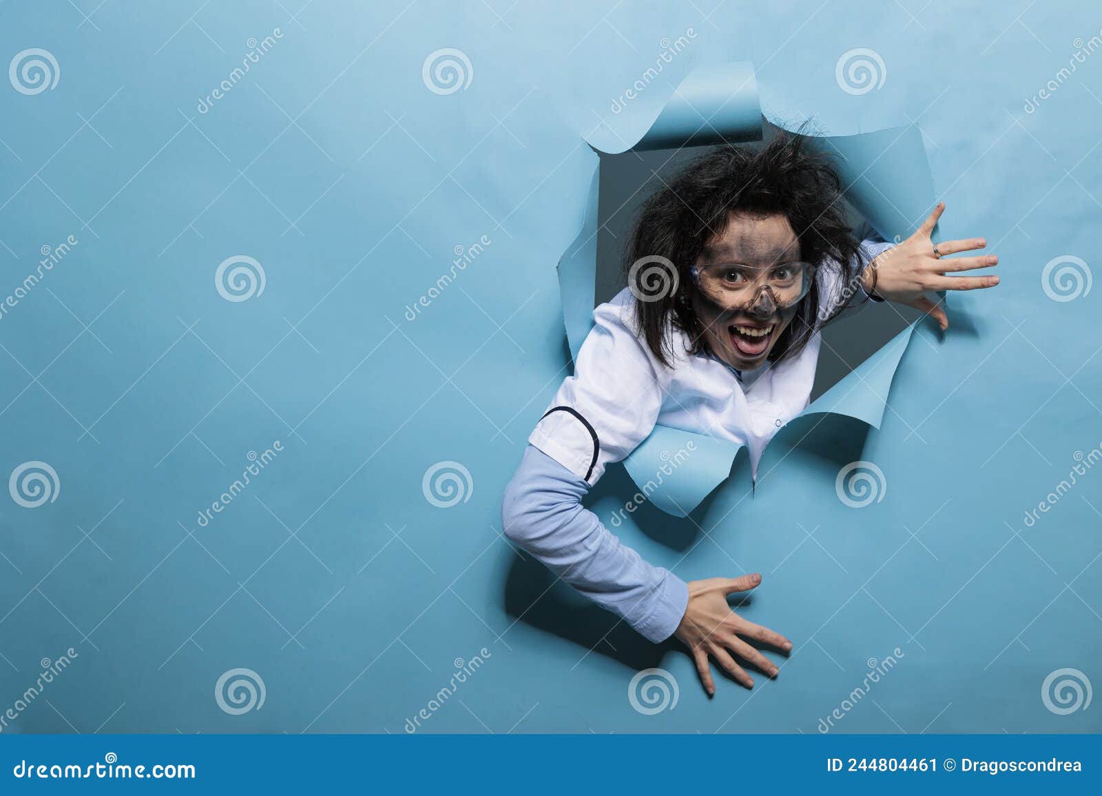 Mad Foolish Scientist Woman With Frizzy Hair Explosion Royalty-Free ...