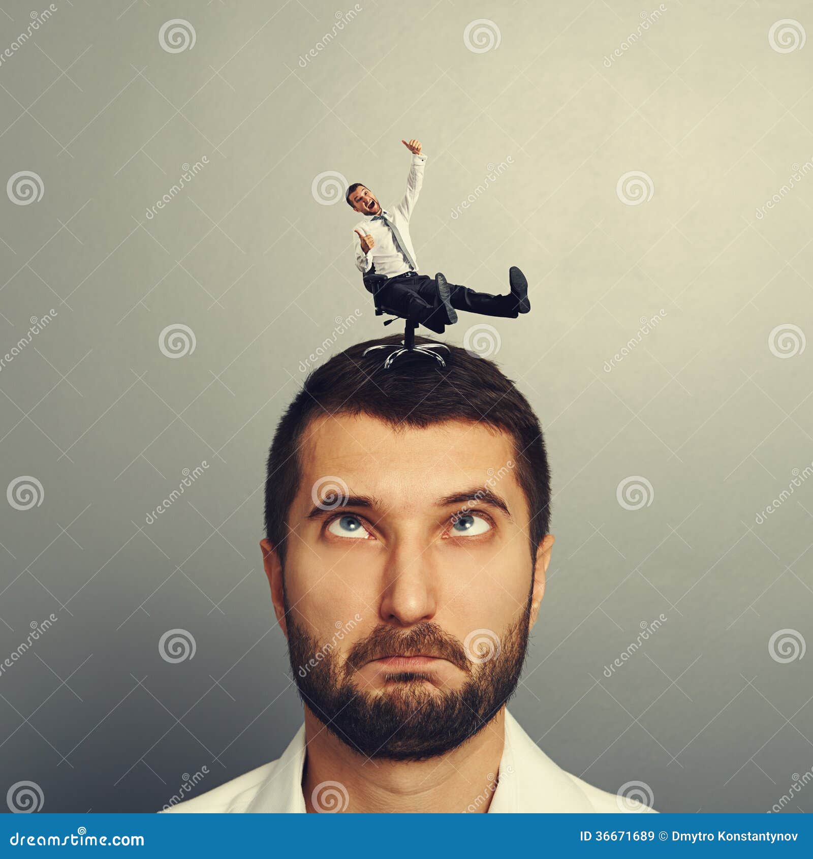 Foolish Man with Small Laughing Man Stock Image - Image of face ...