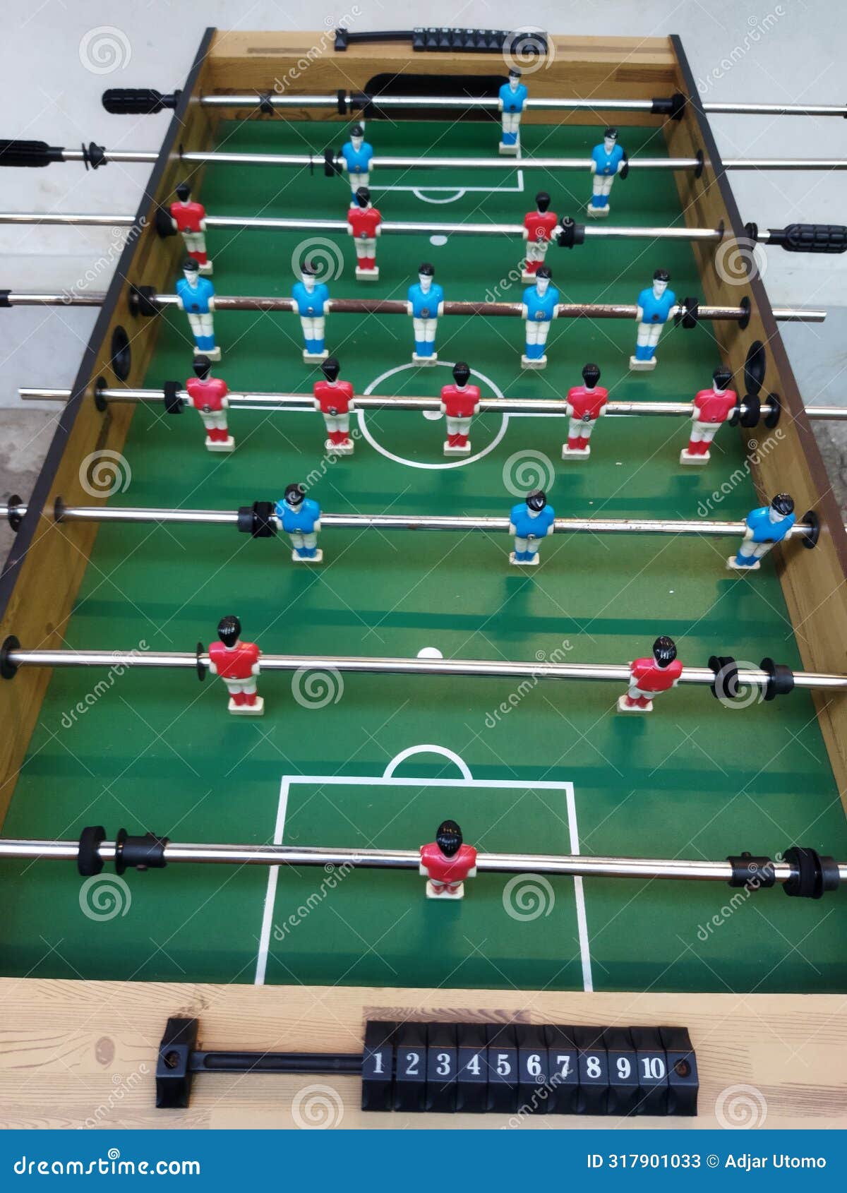 Foosball Table Angle Photo from Above. Stock Image - Image of ballgame ...