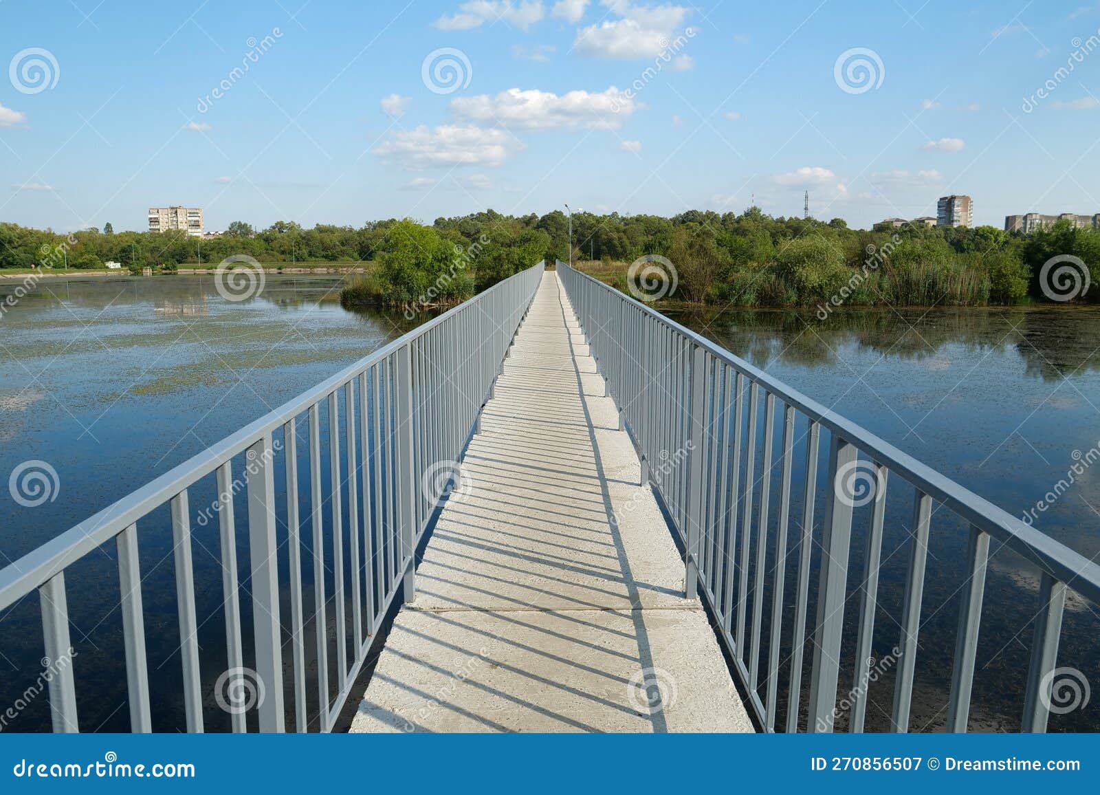 Foot bridge over the lake stock image. Image of architecture - 270856507