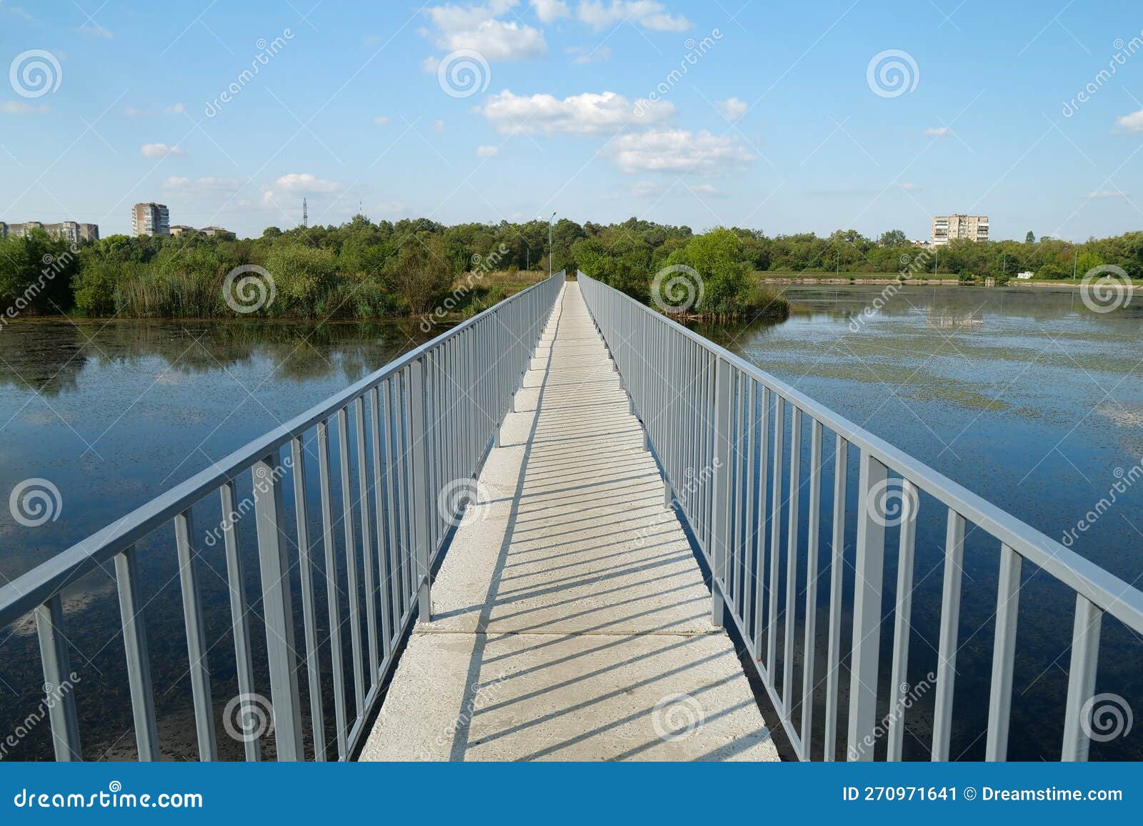 Foot Bridge Over the Lake without People Stock Image - Image of ...