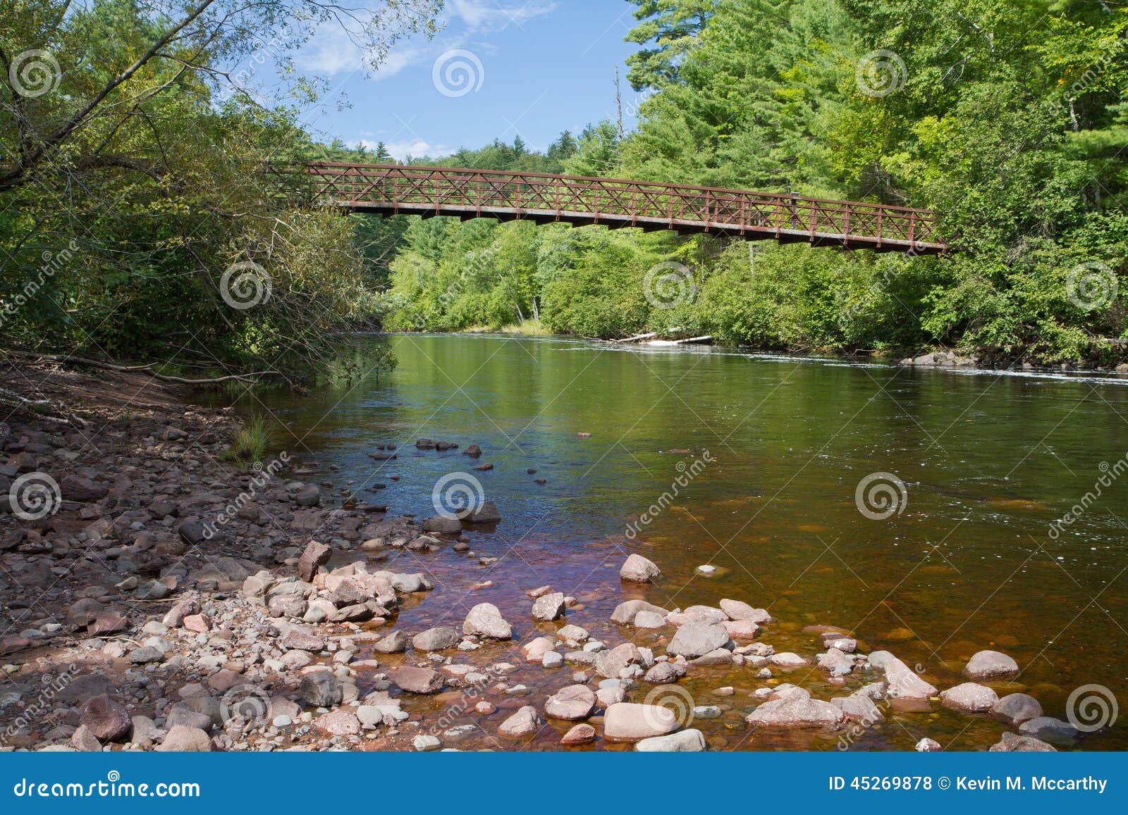 Foot Bridge over River stock photo. Image of stream, northwoods - 45269878