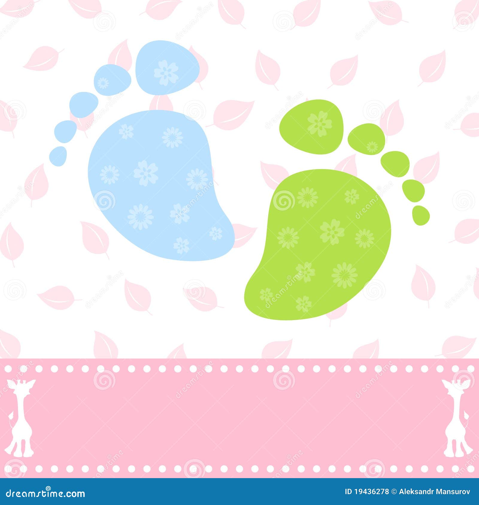 Children Feet, Memory Print One Line Art With Colorful Elements ...