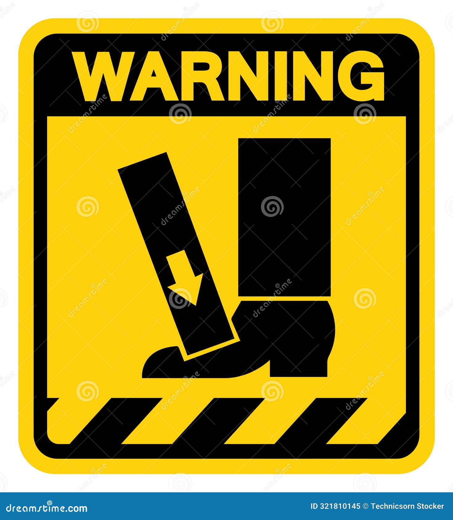 Foot Crush Force from Above Warning Sign, Vector Illustration, Isolate ...