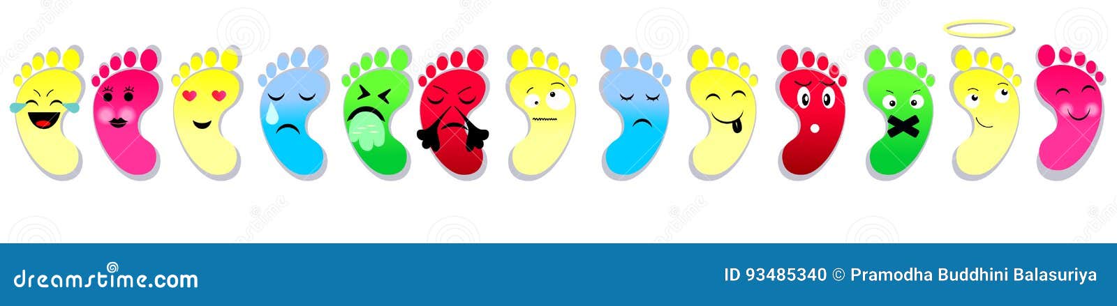 Foot Emoticon big set stock vector. Illustration of dimensional - 93485340
