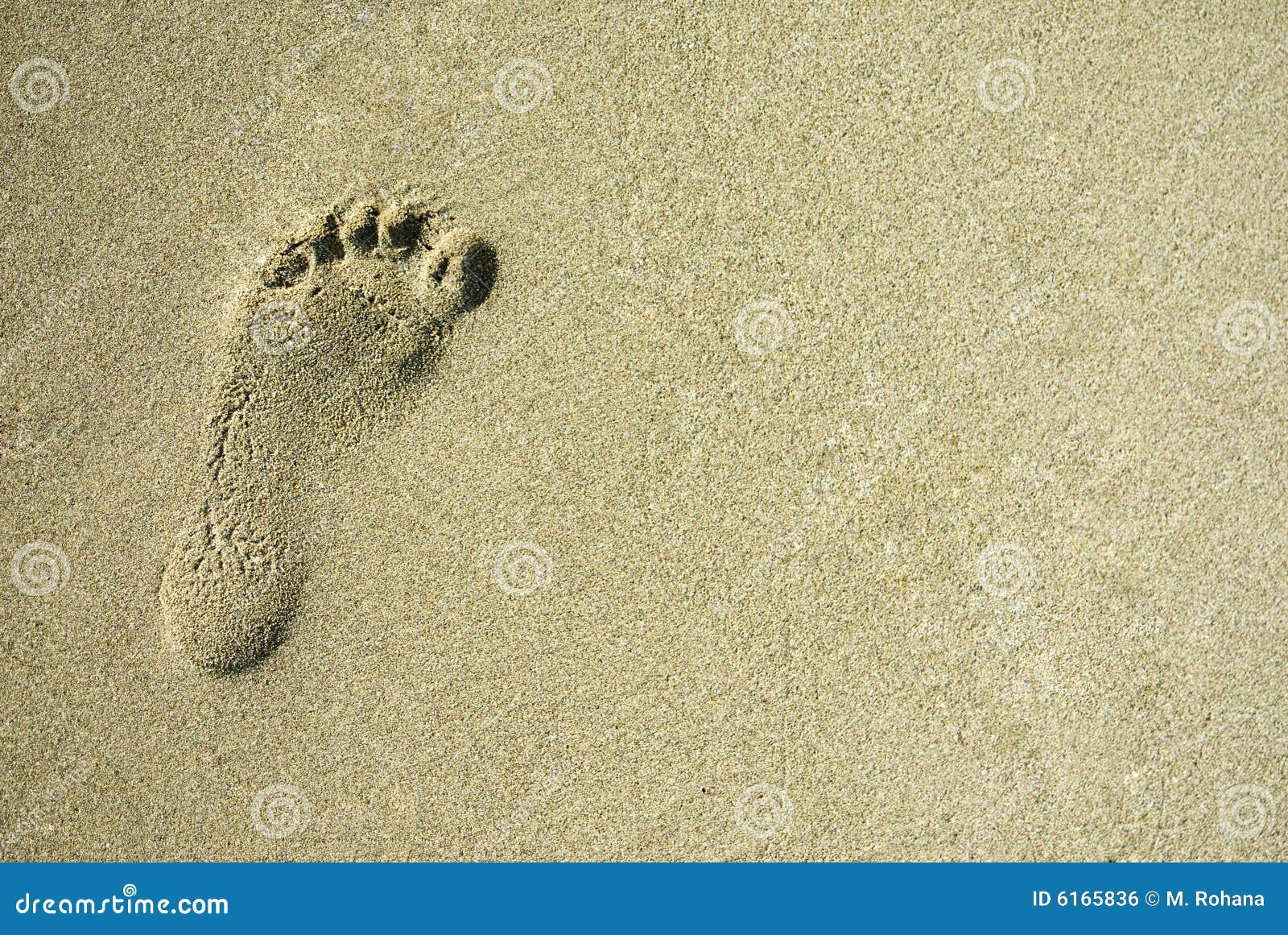 Foot imprint on sand stock photo. Image of sand, copy - 6165836