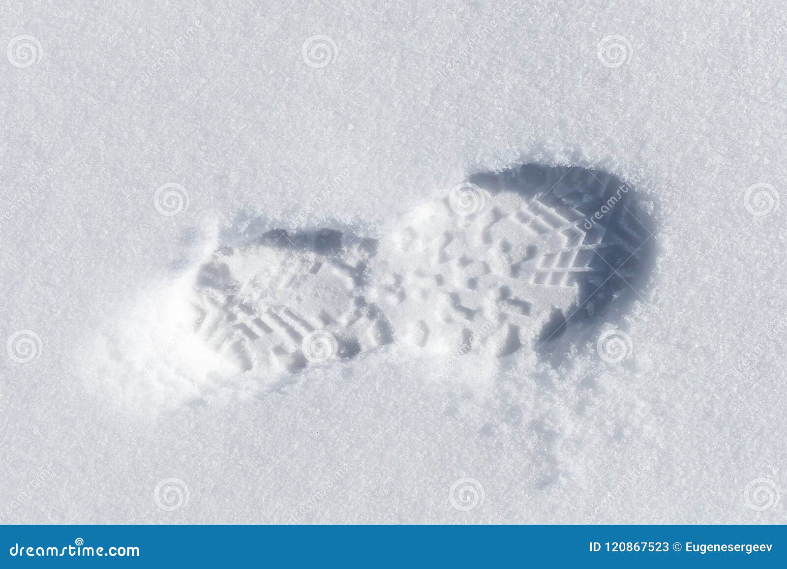Foot Imprint in White Snow, Close-up Stock Image - Image of shape ...
