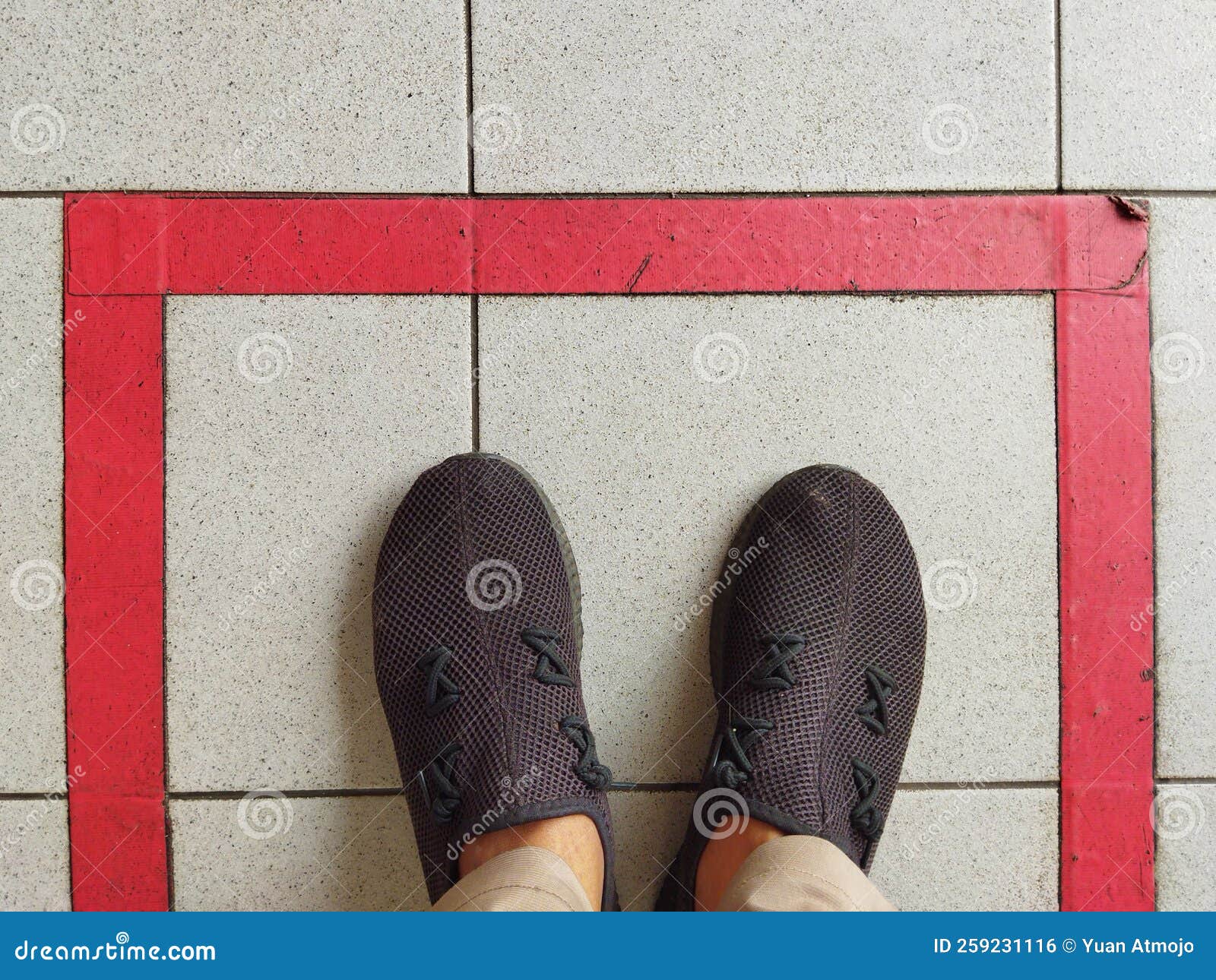 Foot Inside Red Lines Square Box Spot Stock Photo - Image of foot ...