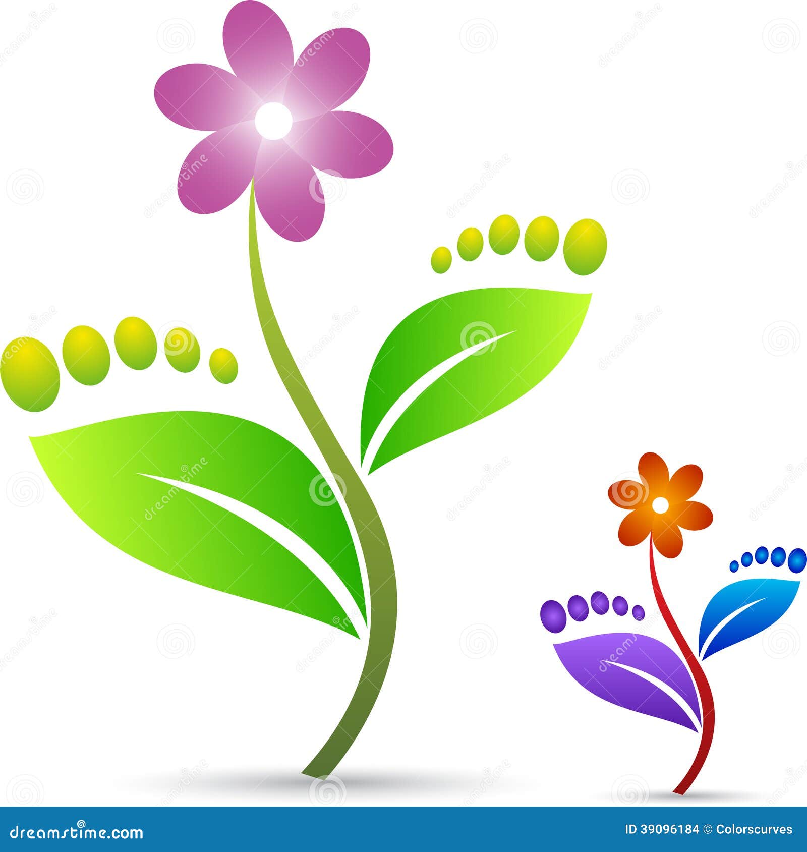 Foot leaf with flower stock vector. Illustration of barefoot - 39096184