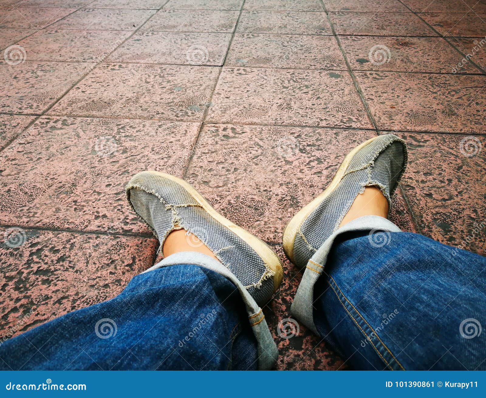 Foot and Legs Seen from Above. Stock Image - Image of young, concrete ...