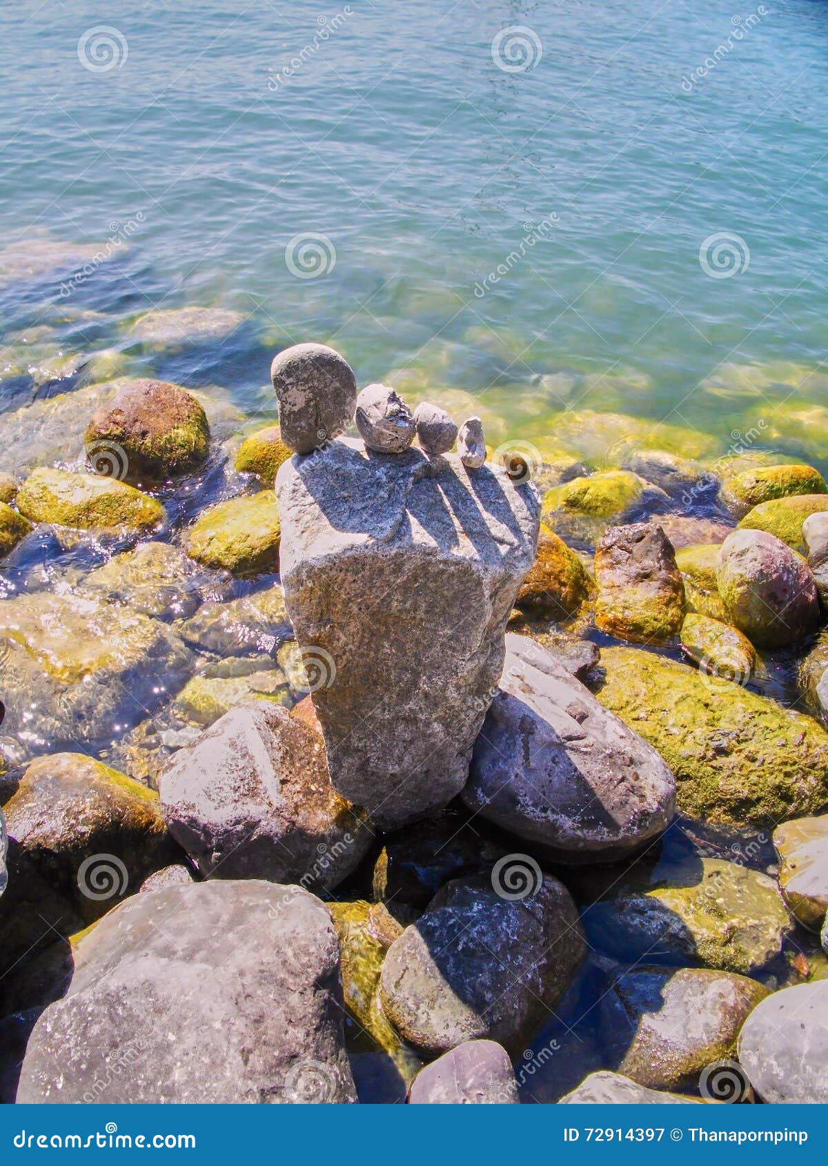 Foot Made Form Stone at Riverside. Stock Image - Image of build ...