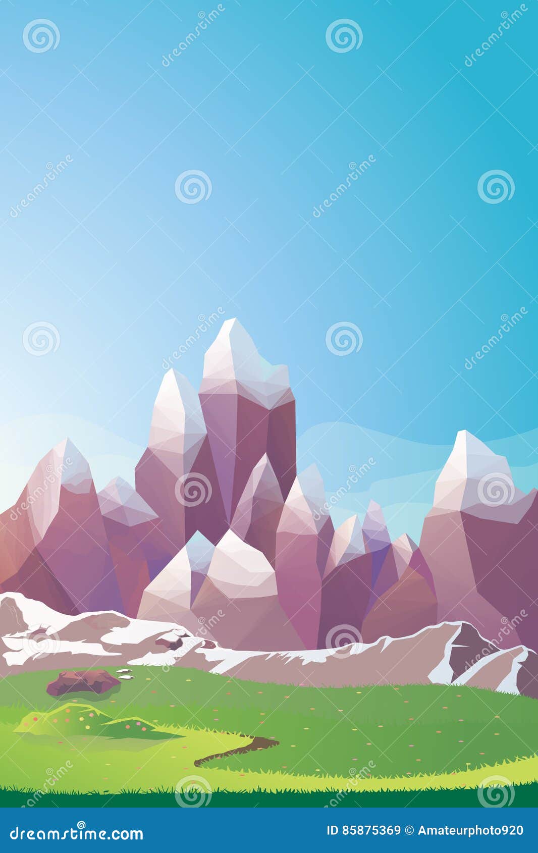 The Foot of the Mountain Landscape Vector Stock Vector - Illustration ...