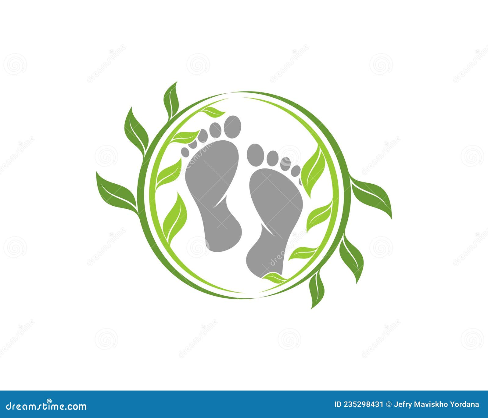 Foot Print in the Circular Nature Leaf Stock Illustration ...
