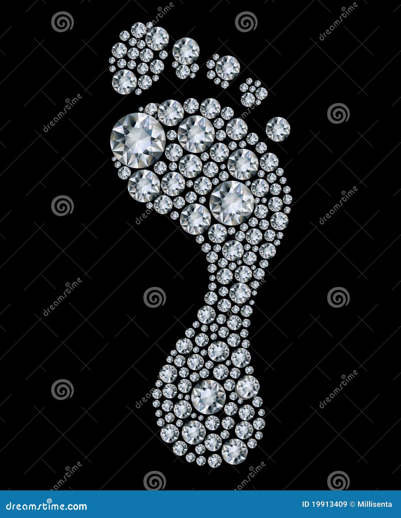 Foot Print Made from Diamonds. Stock Vector - Illustration of black ...