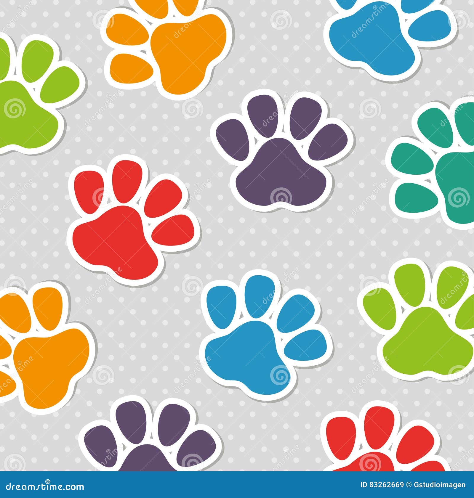 Foot Print Pet Colors Seamless Pattern Stock Illustration ...