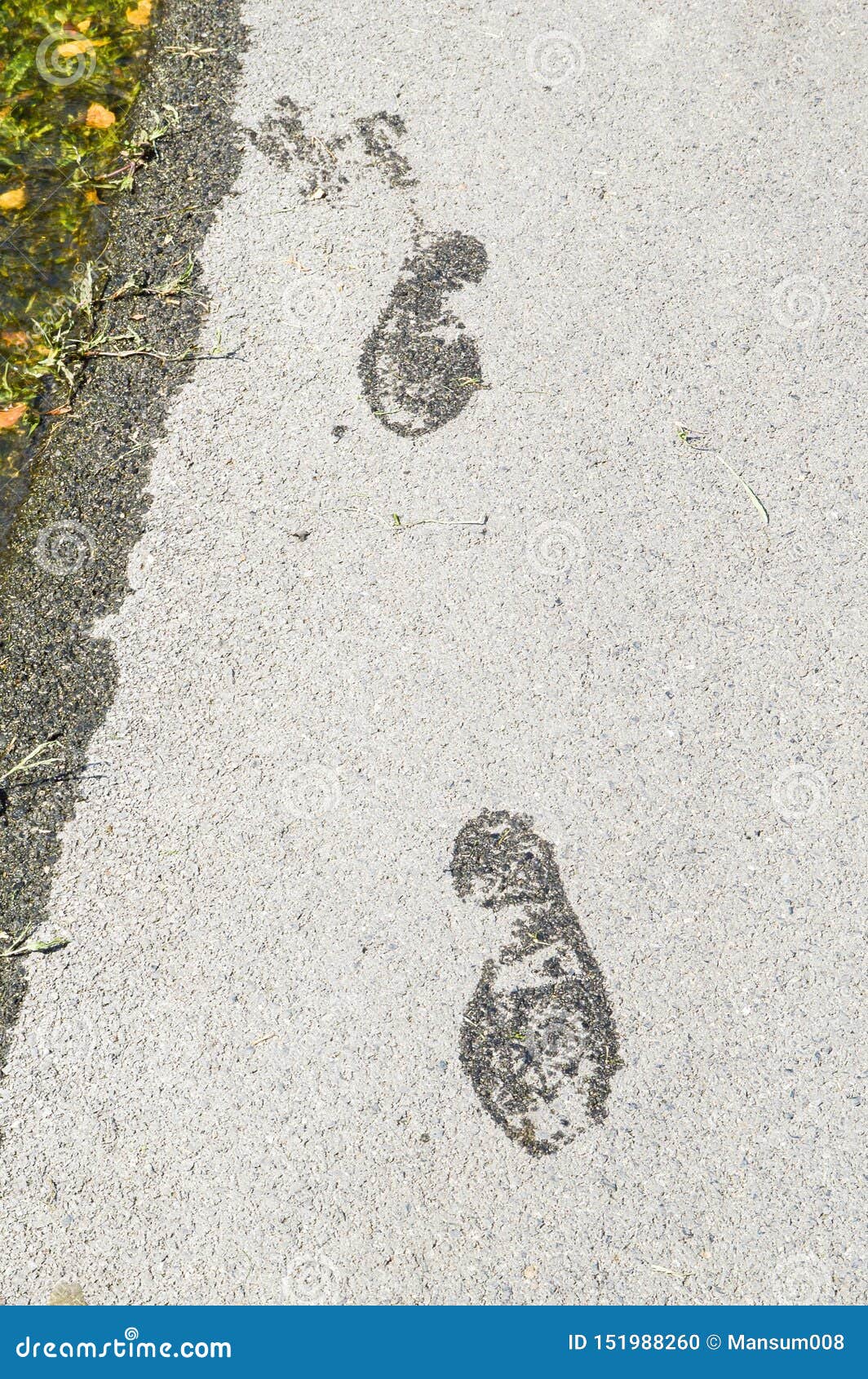 Foot print on road way stock photo. Image of grunge - 151988260