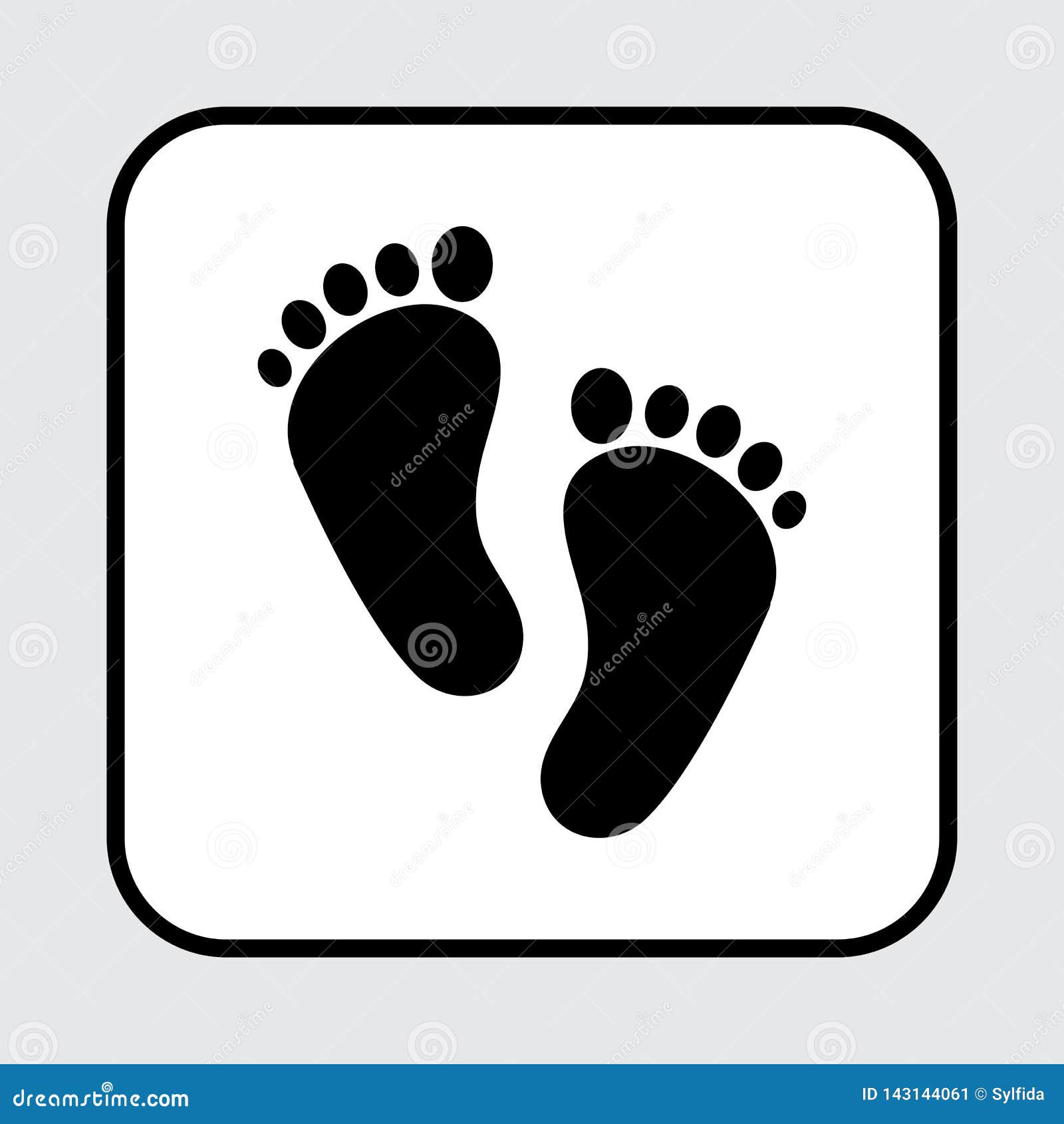Foot Print. Square Icon. Vector Illustration Stock Illustration ...