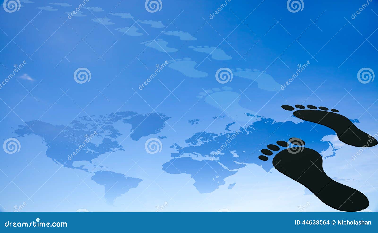 Foot Prints Around the Earth Stock Illustration - Illustration of green ...