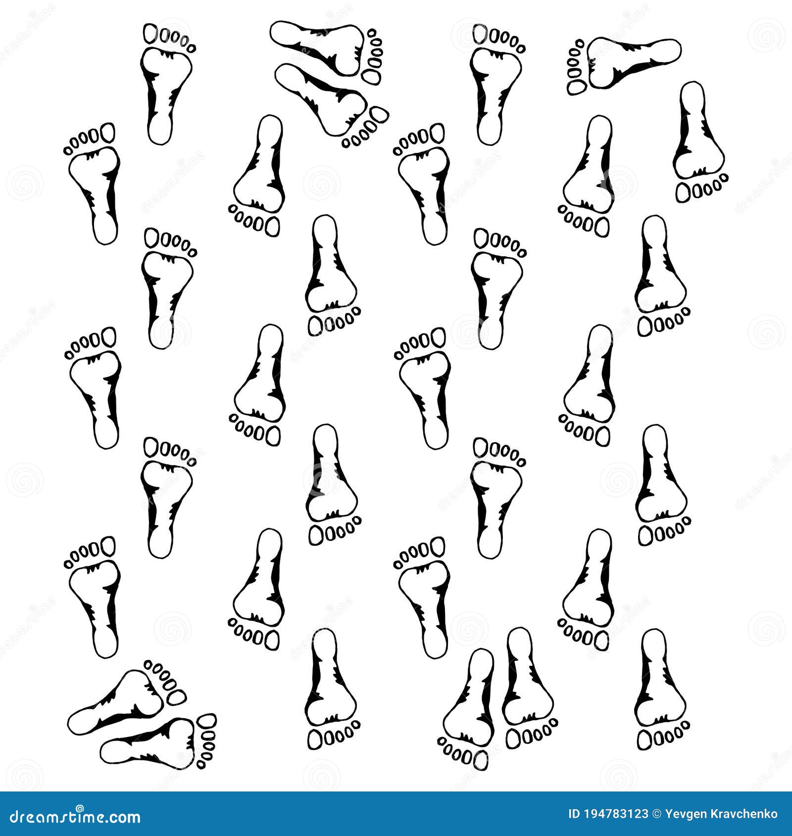 Foot Prints. Doodle Foot Prints. Vector Stamp of Legs. Hand Drawn ...