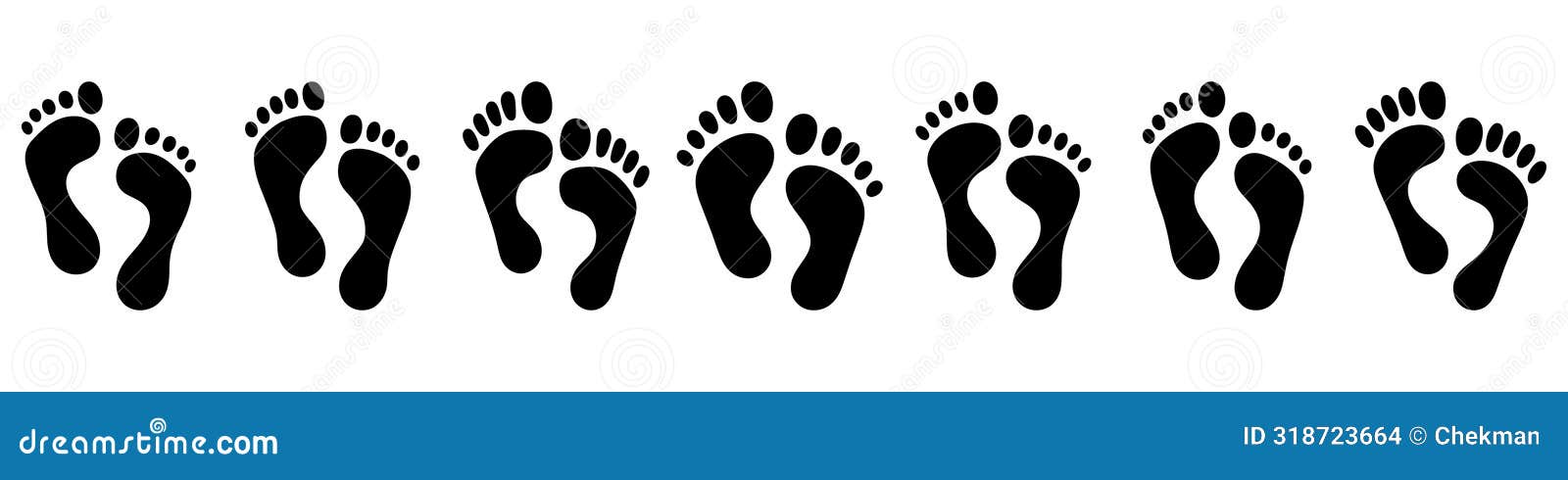 Foot Prints Icon Set. Human Footprints Icon Isolated on White Stock ...
