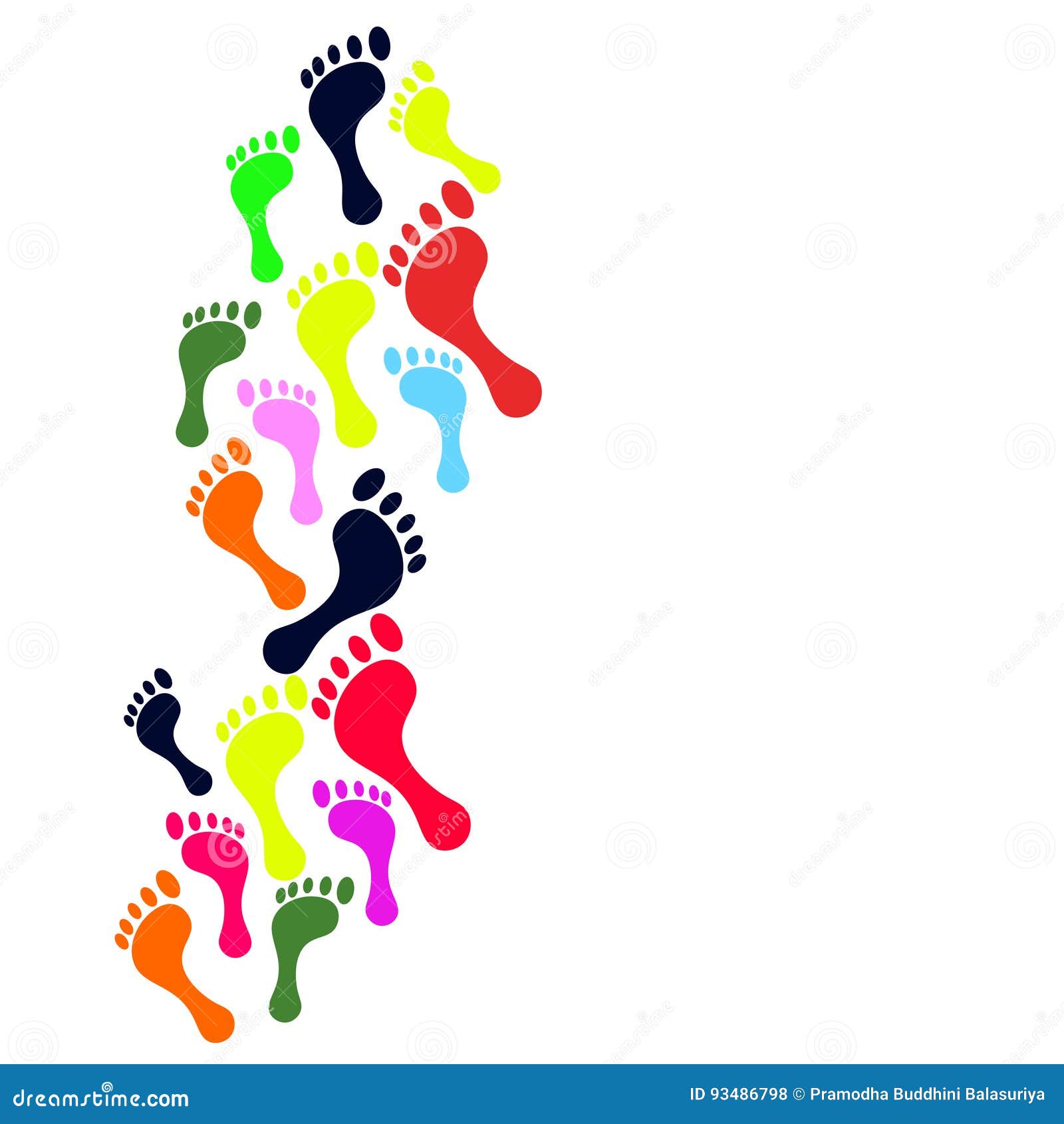 Foot Prints Vector Set Colorful Frame Stock Vector - Illustration of ...