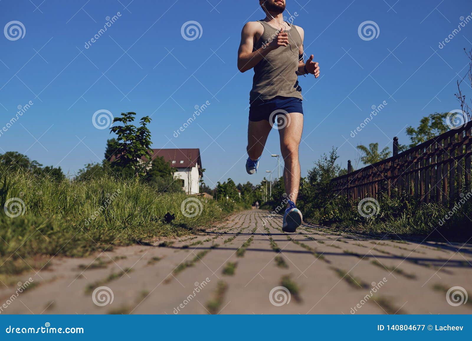 Foot Runner Close-up on the Road in the Park Stock Image - Image of ...