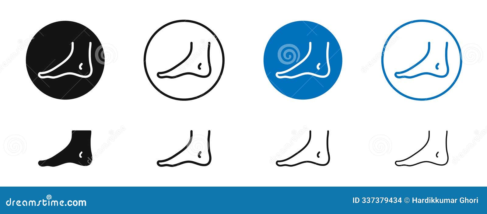 Foot Side View Thin Line Vector Icon Set Stock Vector - Illustration of ...