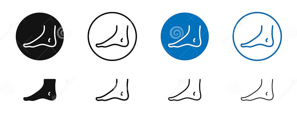 Foot Side View Thin Line Vector Icon Set Stock Vector - Illustration of ...