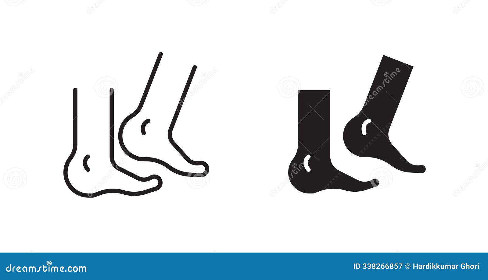 Foot Side View Thin Line Vector Icon Set Stock Vector - Illustration of ...