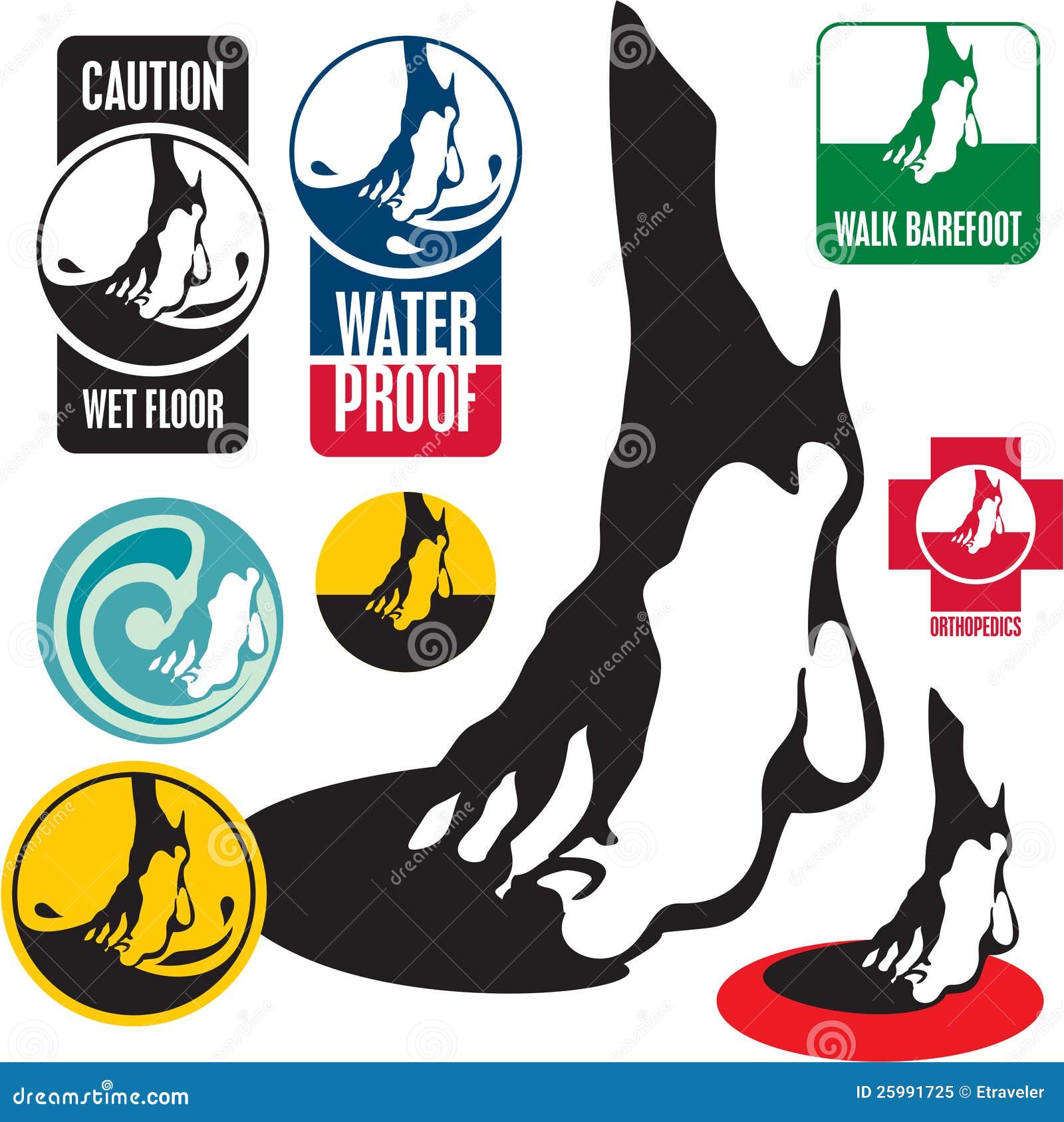 Foot sign label stock vector. Illustration of foot, health - 25991725