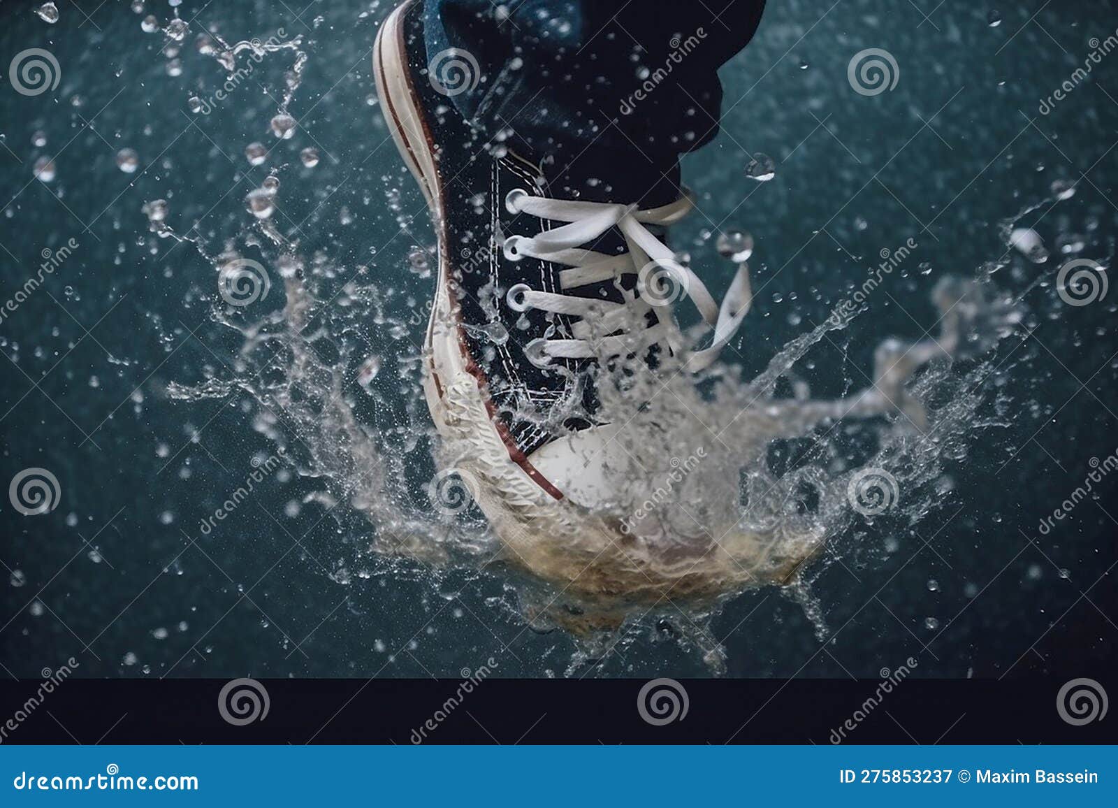A Foot in a Sneaker Steps on a Puddle Stock Illustration - Illustration ...