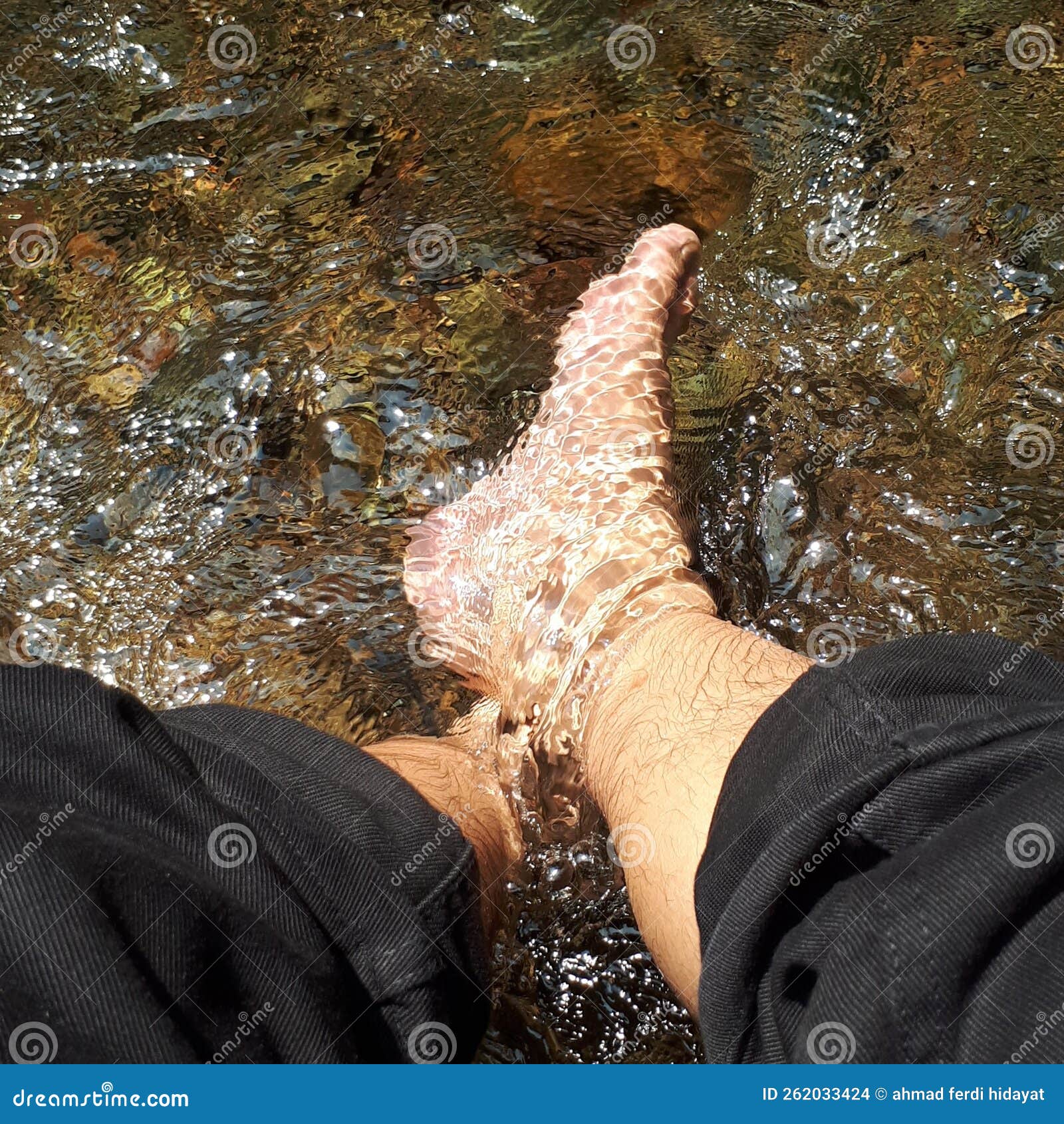 Foot Soaking in a Fresh and Very Clear River Water Stock Photo - Image ...