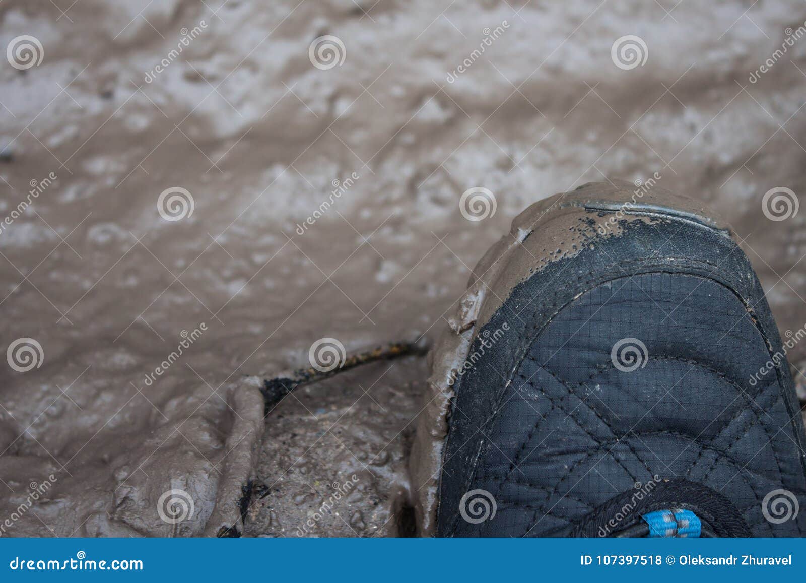 Foot in soft mud puddle stock photo. Image of stuck - 107397518