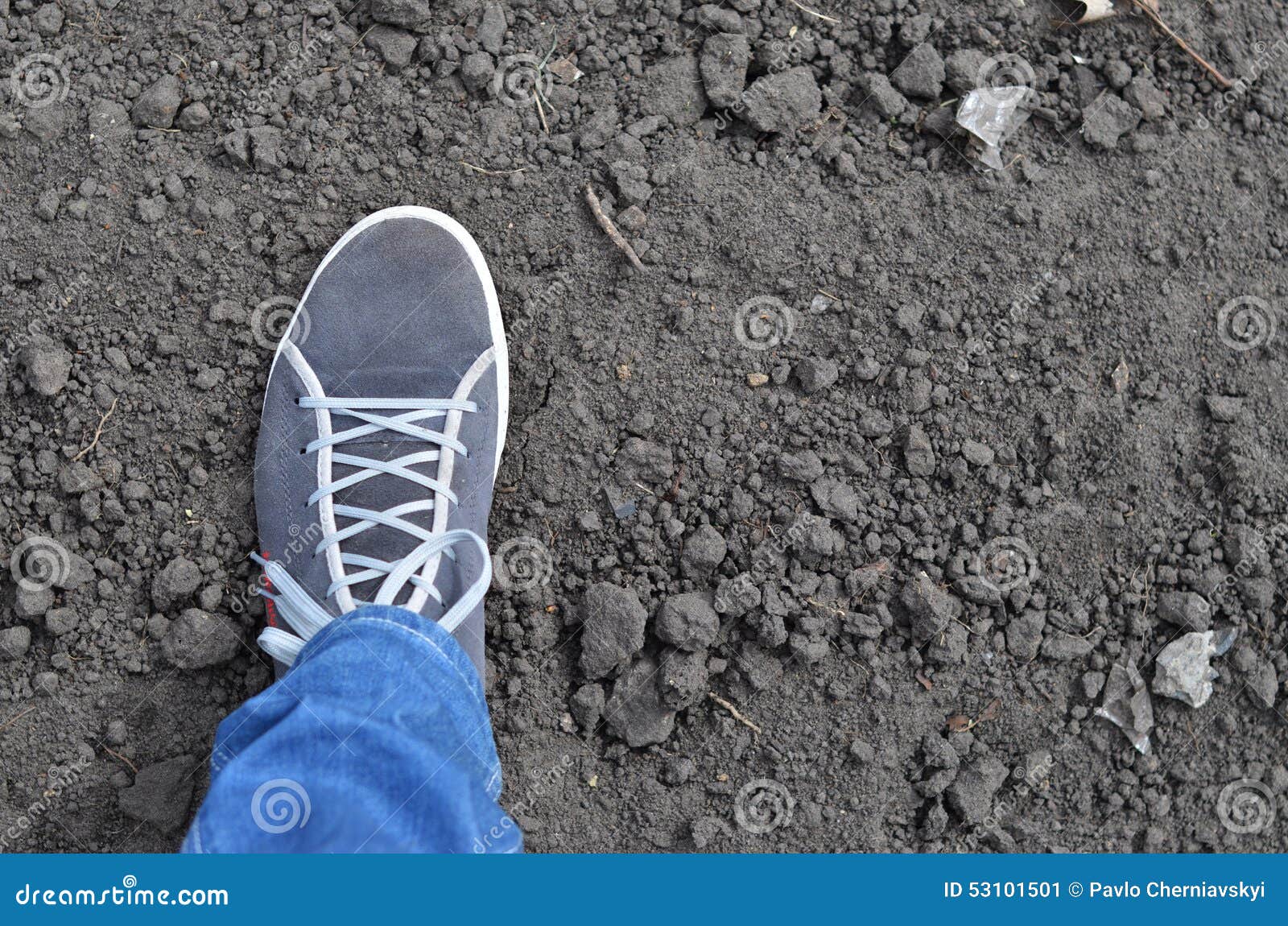 Foot on soil background stock image. Image of garden - 53101501