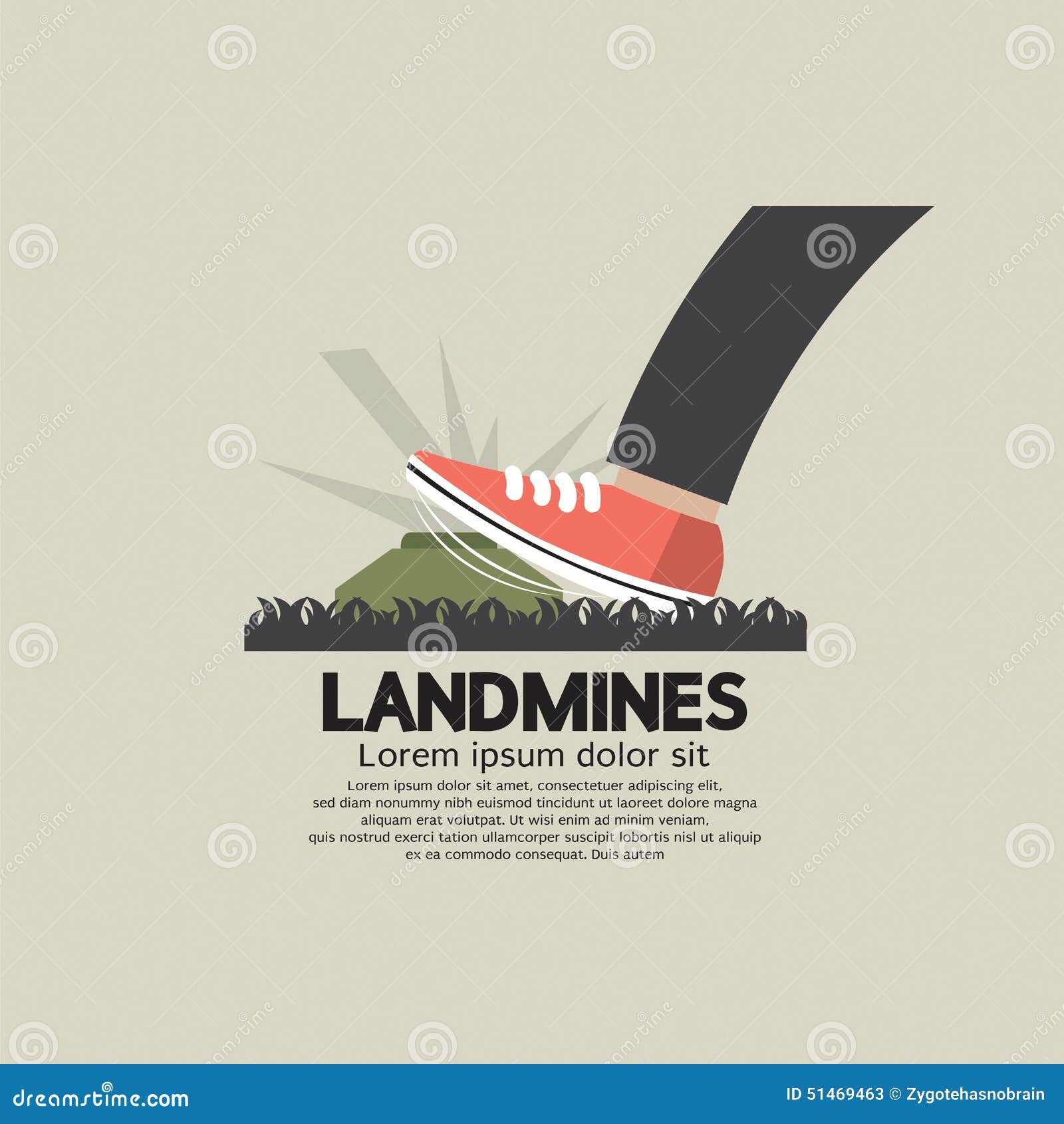 Foot Step on Landmines stock vector. Illustration of safety - 51469463