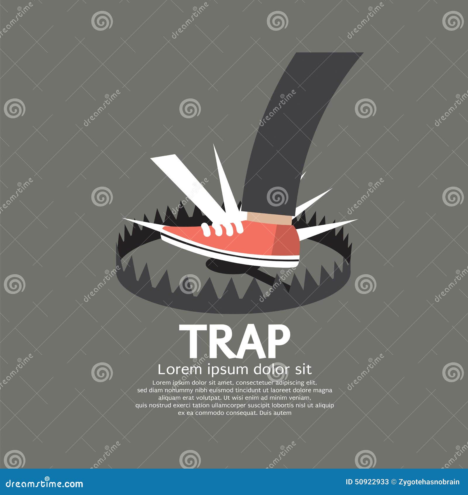 Foot Stepped on Trap stock vector. Illustration of hazard - 50922933